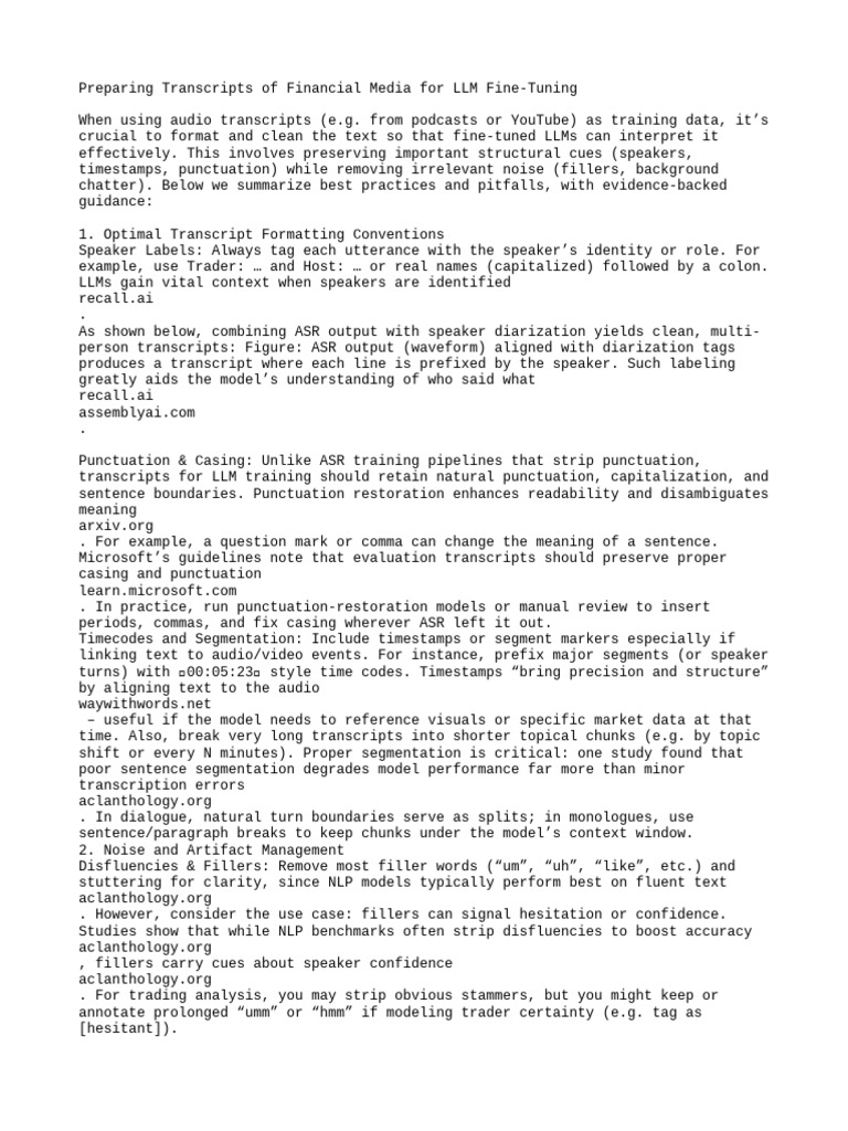 Transcribing Financial Media for LLMs | PDF | Linguistics | Human ...