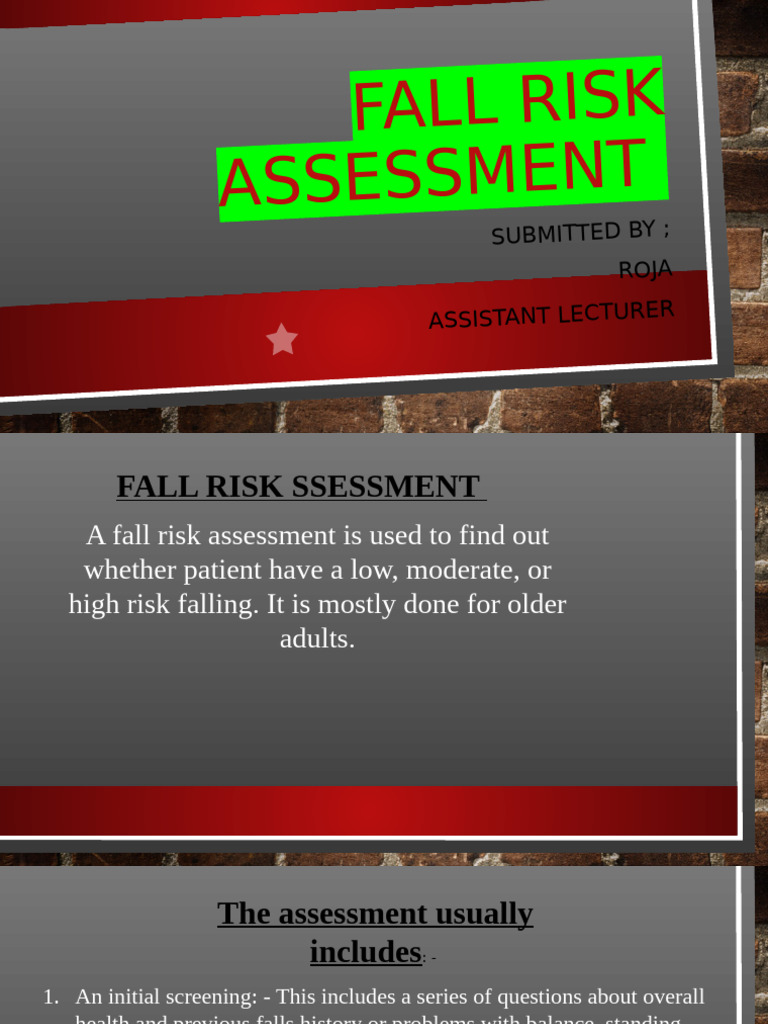 Fall Risk Assessment | PDF | Foot | Screening (Medicine)