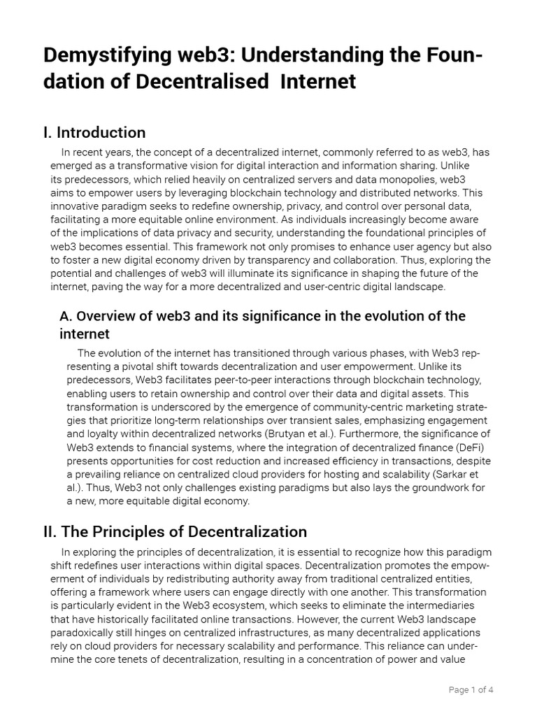 Demystifying Web3 Understanding The Foundation of Decentralised Internet | PDF | Decentralization
