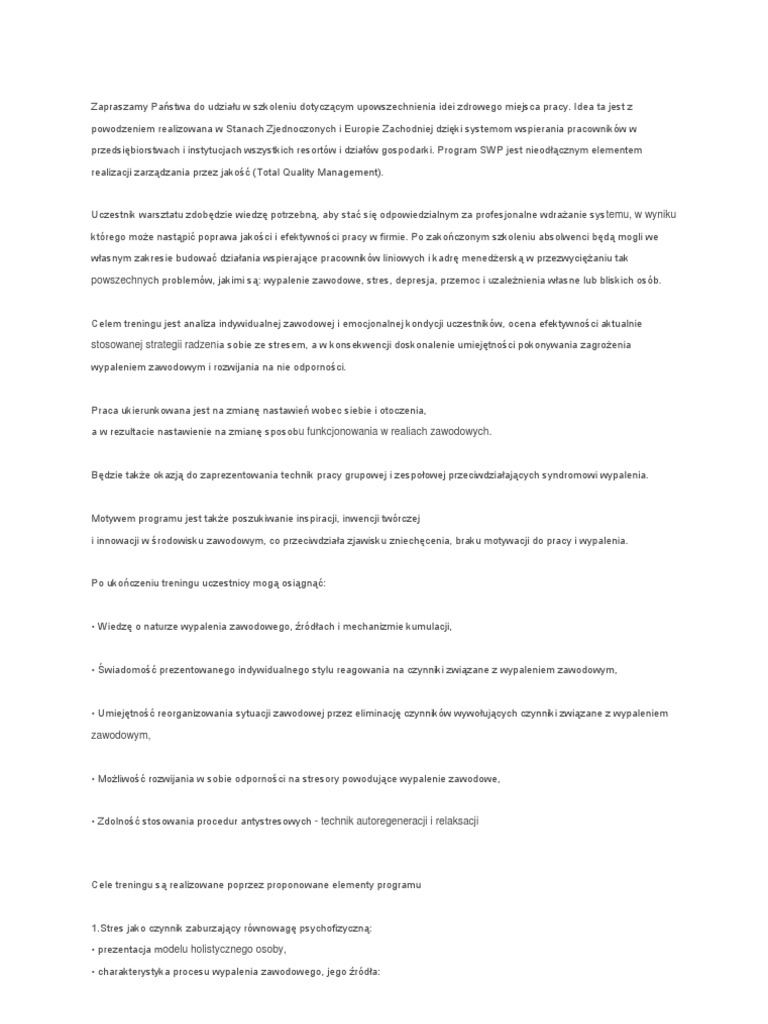 Wypalenie Zawodowe | PDF