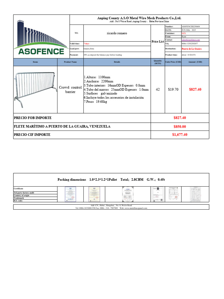 Crowd Control Barrier Price List | PDF | Chess | Chess Openings
