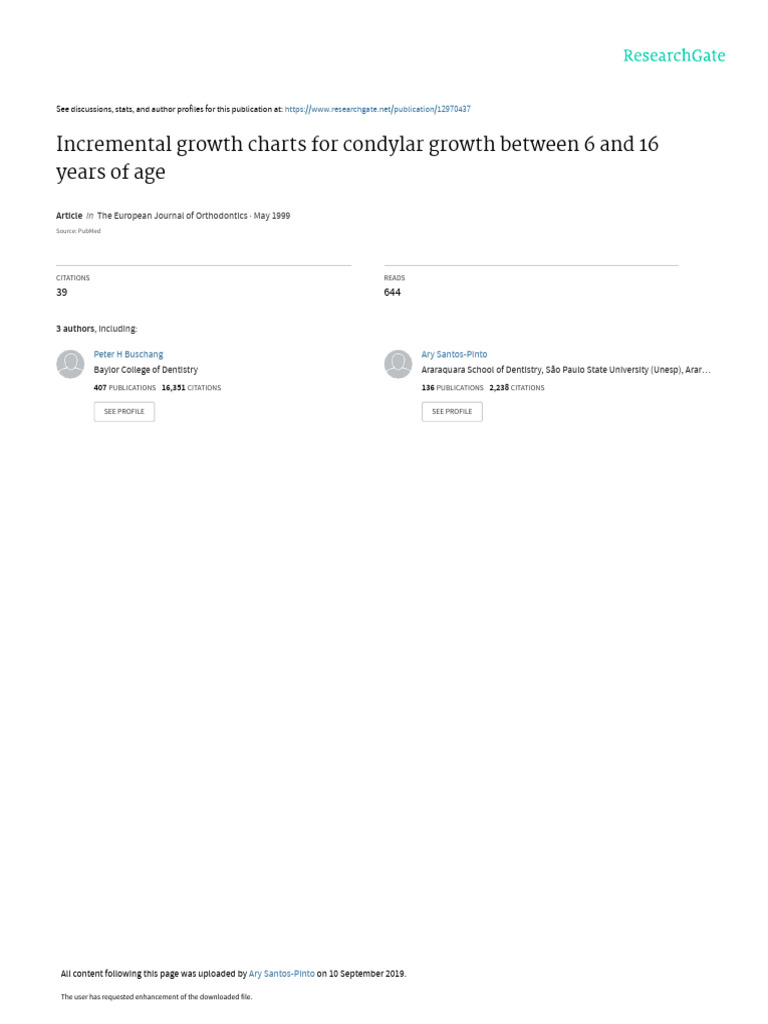 Incremental Growth Charts For Condylar Growth Betw | PDF | Orthodontics
