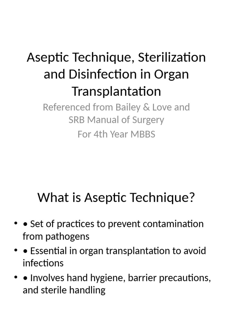 Aseptic Technique Transplant | PDF | Sterilization (Microbiology ...