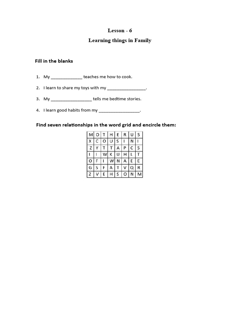 Lesson 6 Learning Things in Family | PDF