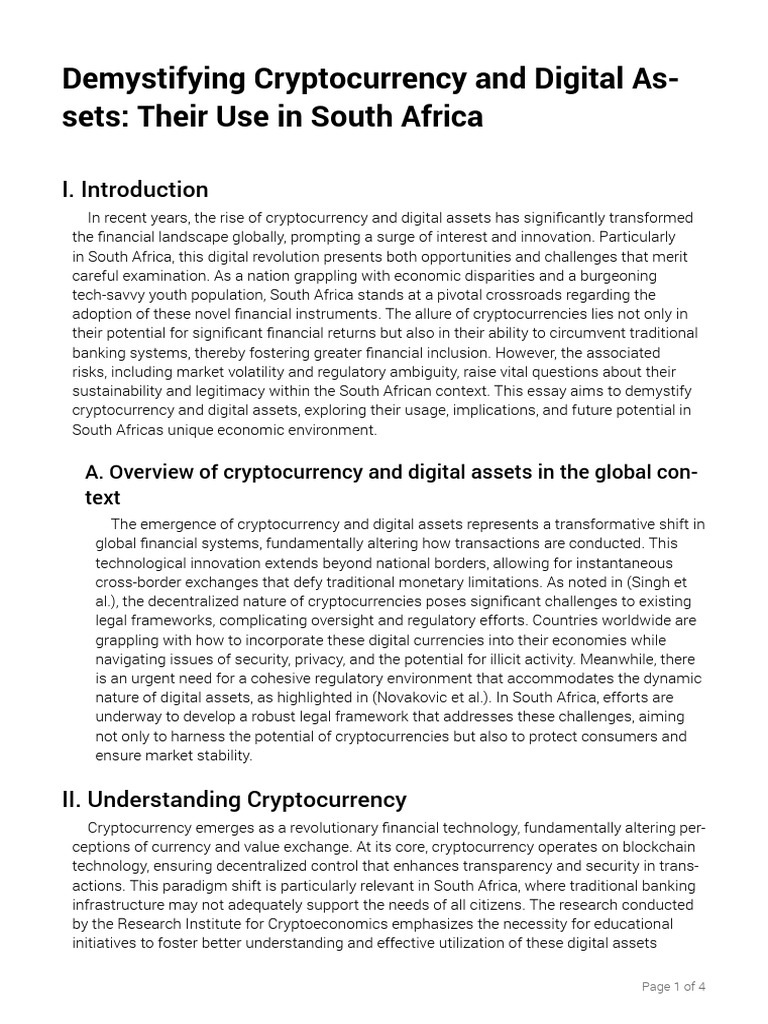 Demystifying Cryptocurrency and Digital Assets Their Use in South ...