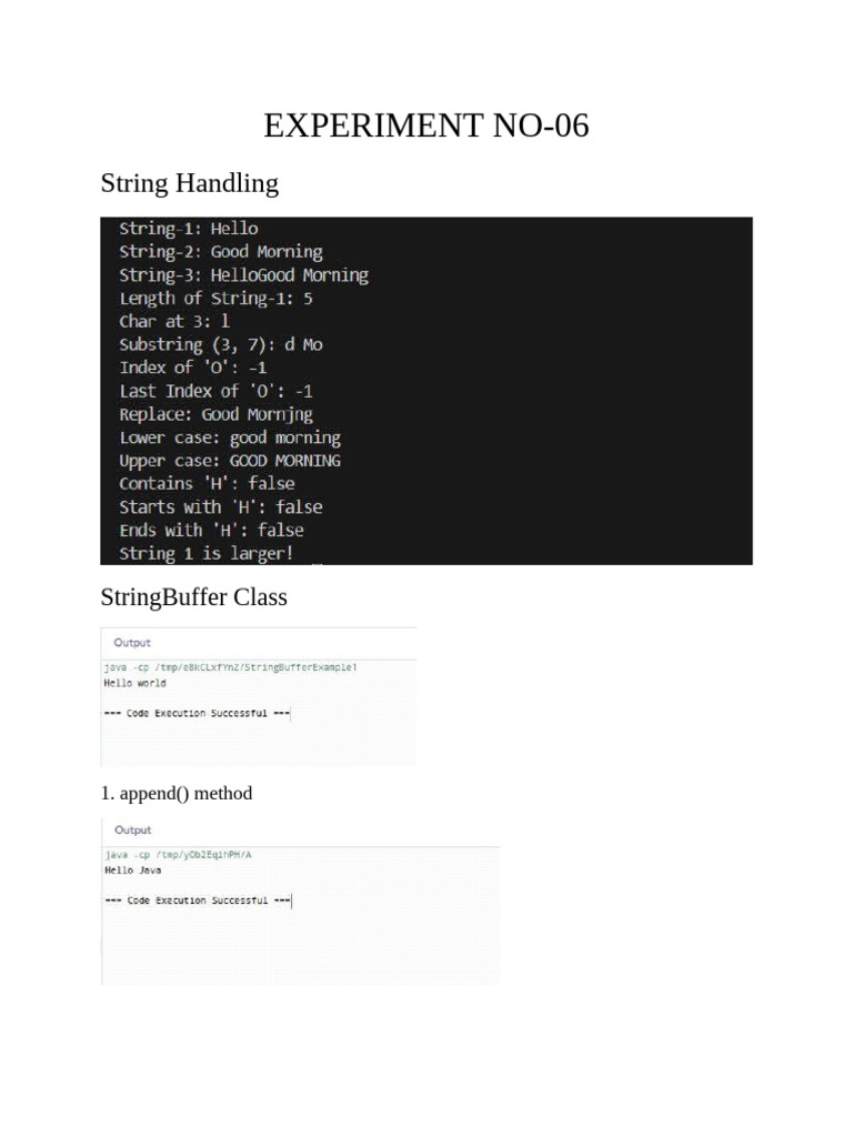 String Handling with StringBuffer Methods | PDF