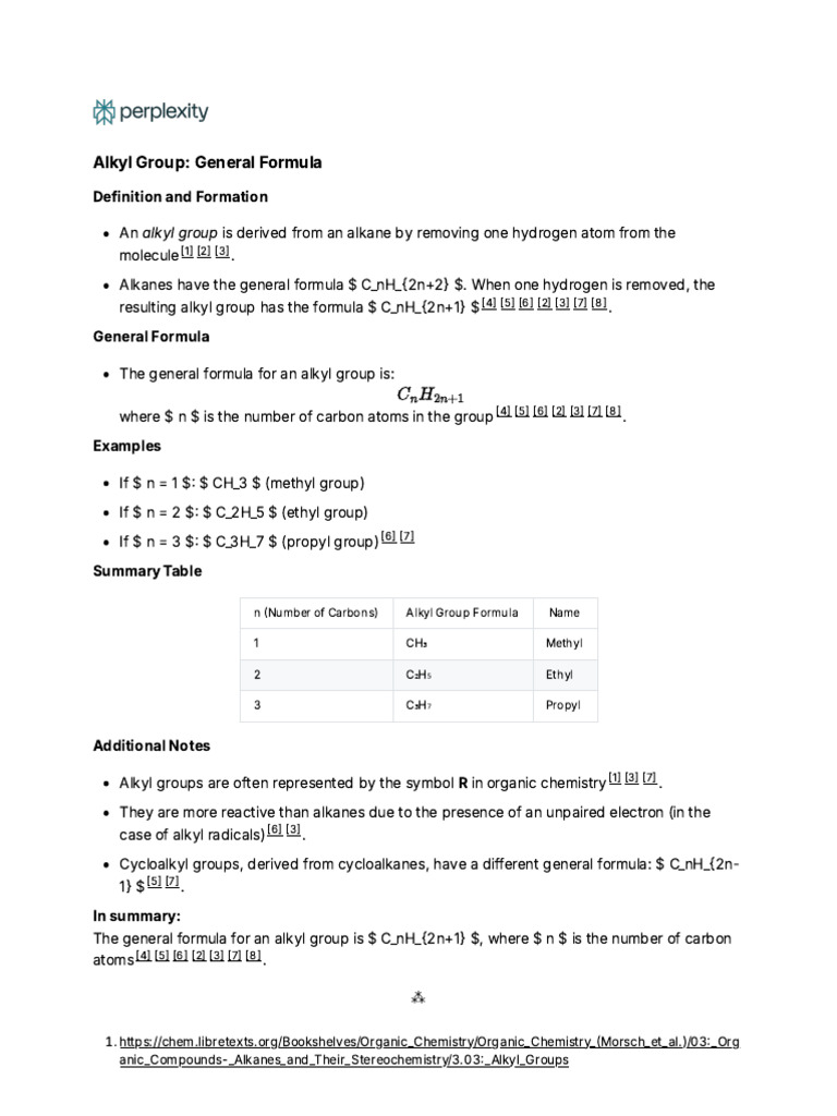 Alkyl Group - General Formula | PDF
