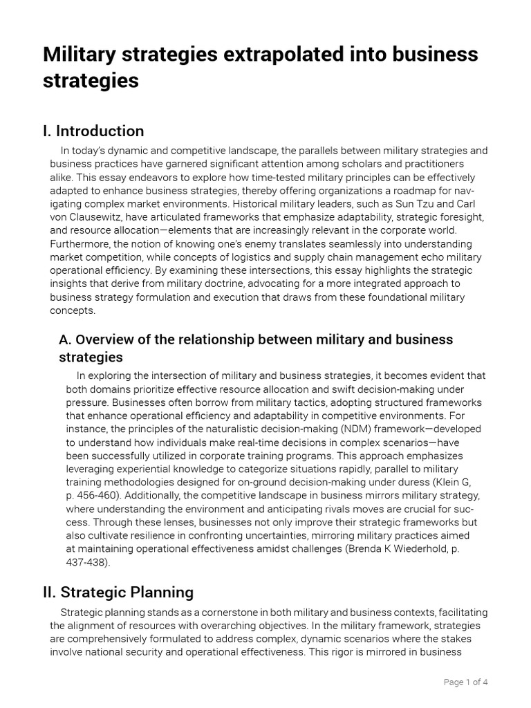 Military Strategies for Business Success | PDF | Strategic Management ...