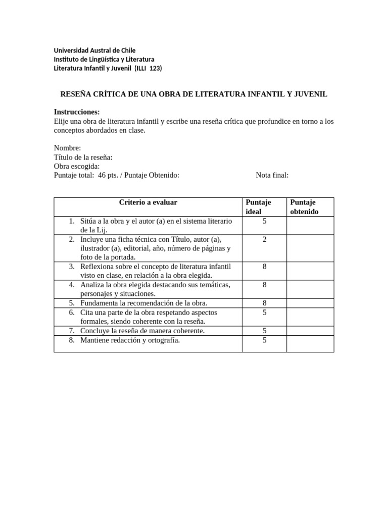 Pauta Reseña LIJ | PDF