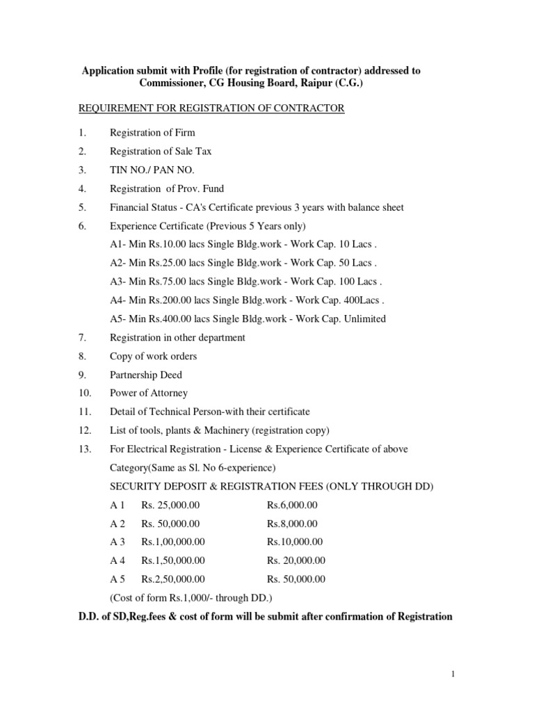 Contractor Registration Requirements | PDF