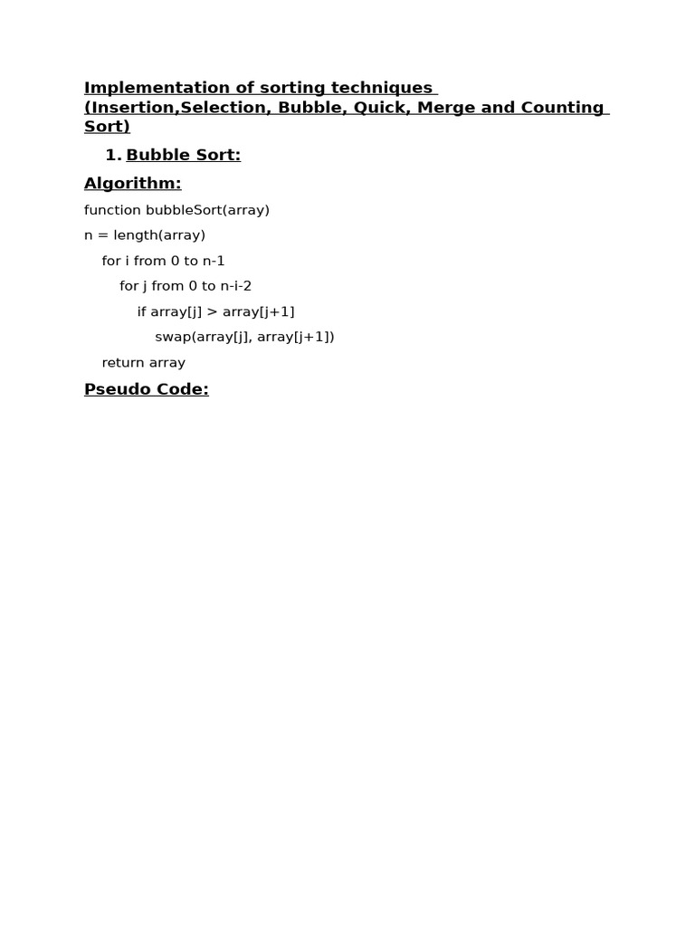 Implementation of Sorting Techniques | PDF