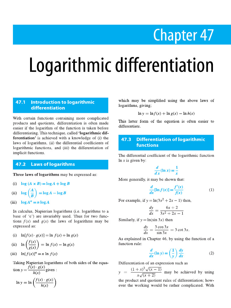 Log Differentiation | PDF