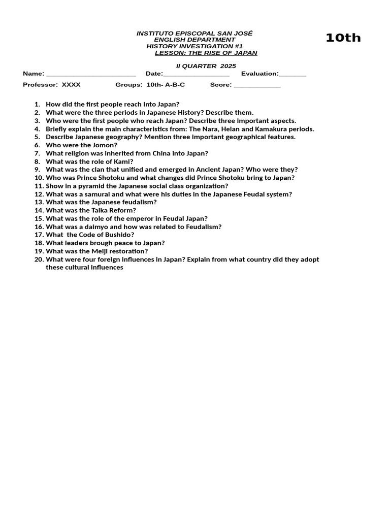 Investigation #1 THE RISE OF JAPAN | PDF | Samurai | Shogun