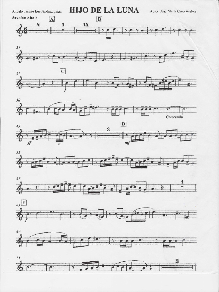 Sax Alto 2 Hijo Cde La Luna | PDF