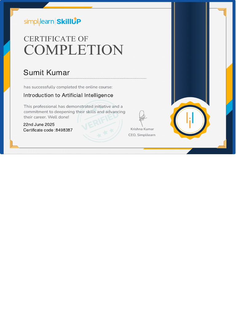 Simplilearn Certificate | PDF