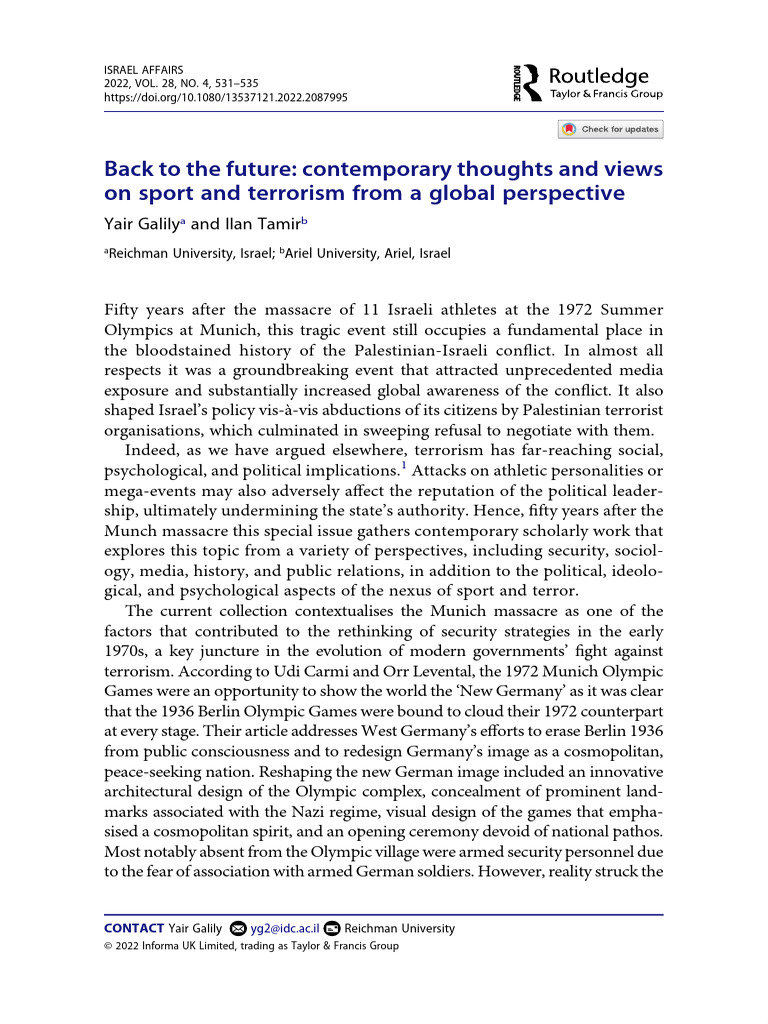 Back To The Future Contemporary Thoughts and Views On Sport and ...