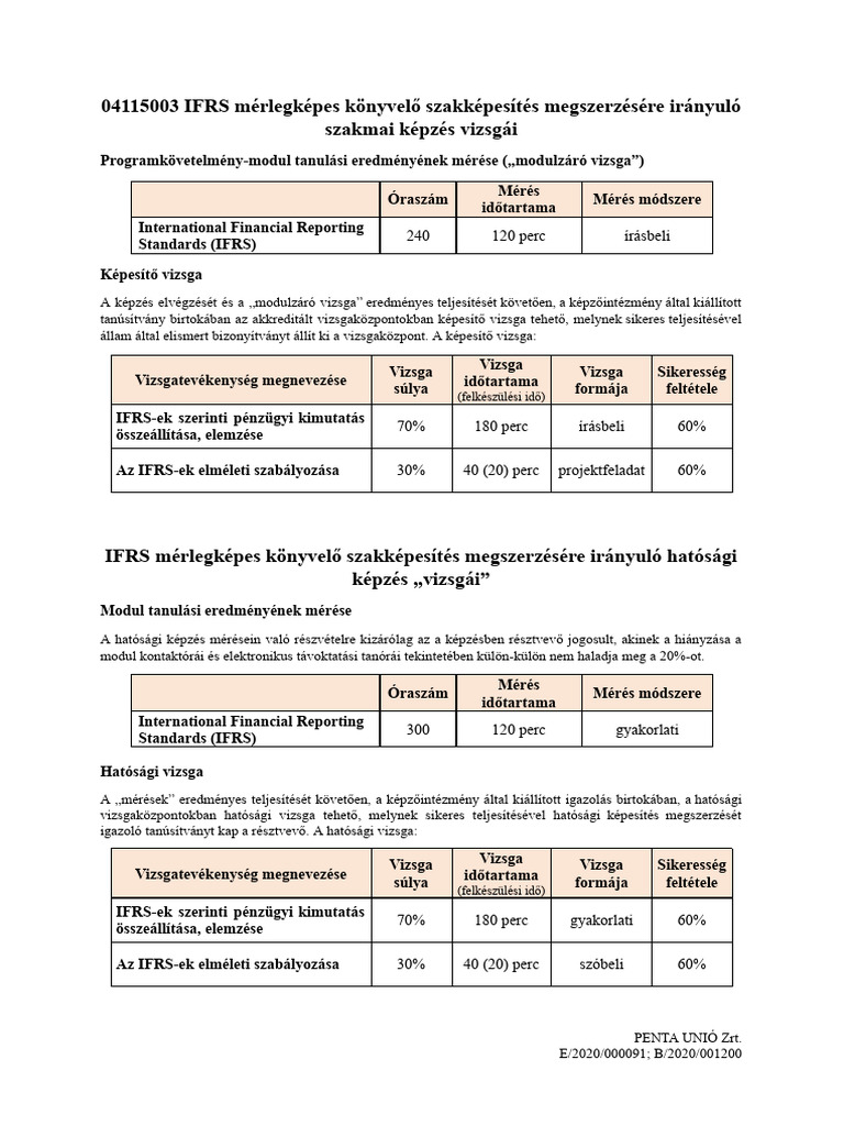 Ifrs Vizsgak HKPK | PDF