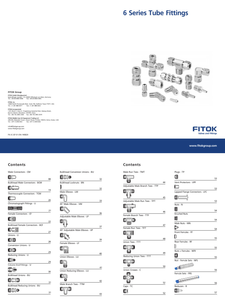 6 Series Tube Fittings Overview | PDF | Pipe (Fluid Conveyance ...