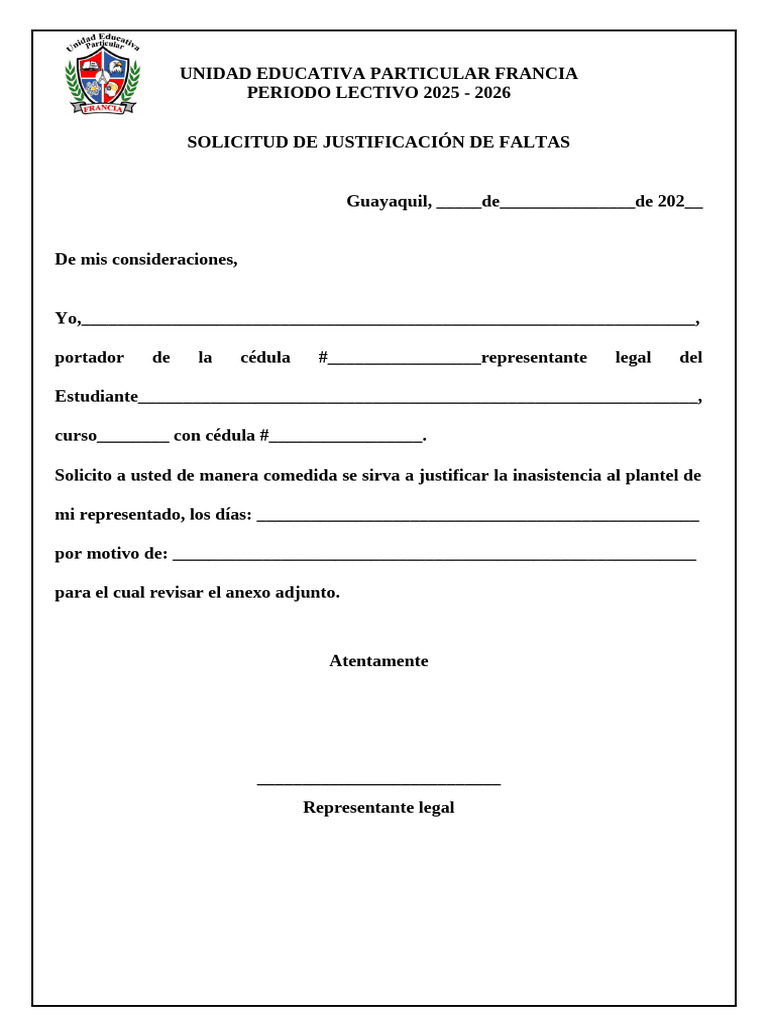 Solicitud de Justificación de Faltas | PDF