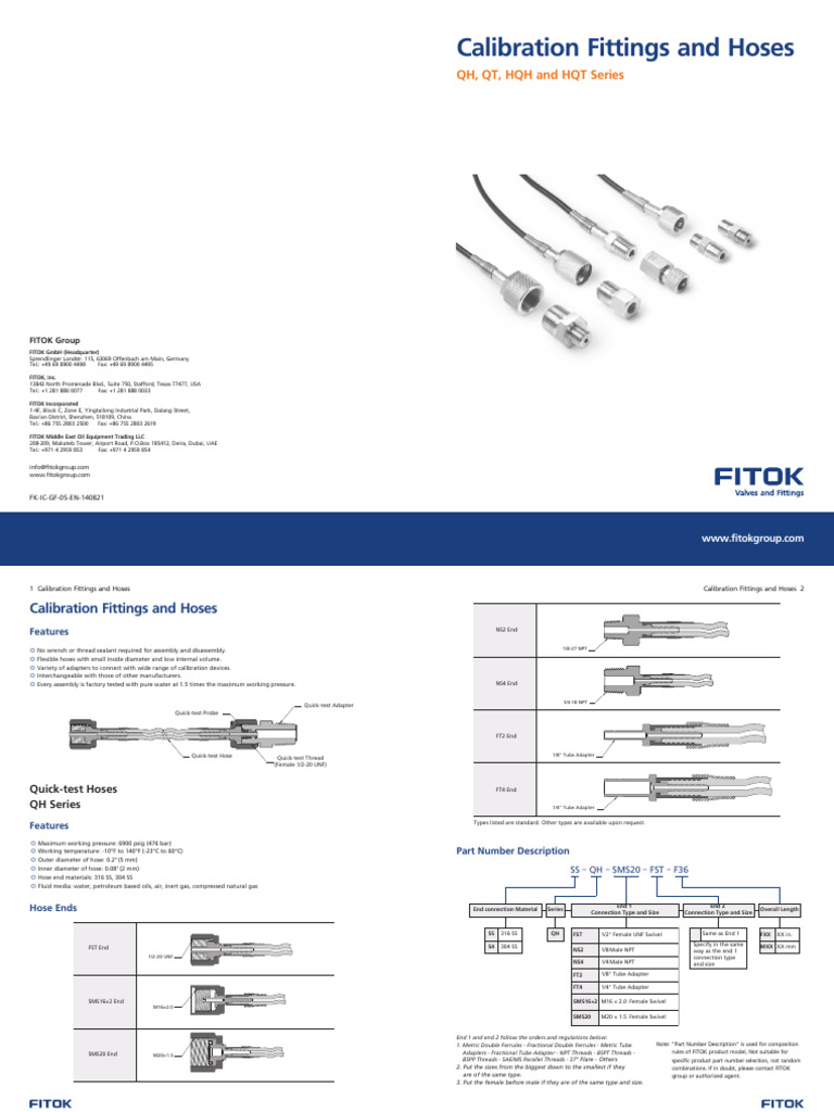 Calibration Fittings and Hoses Overview | PDF | Pipe (Fluid Conveyance ...