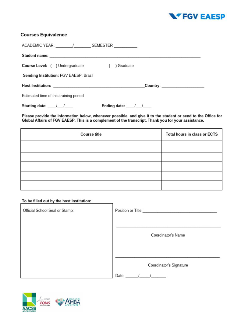 Courses Equivalence | PDF