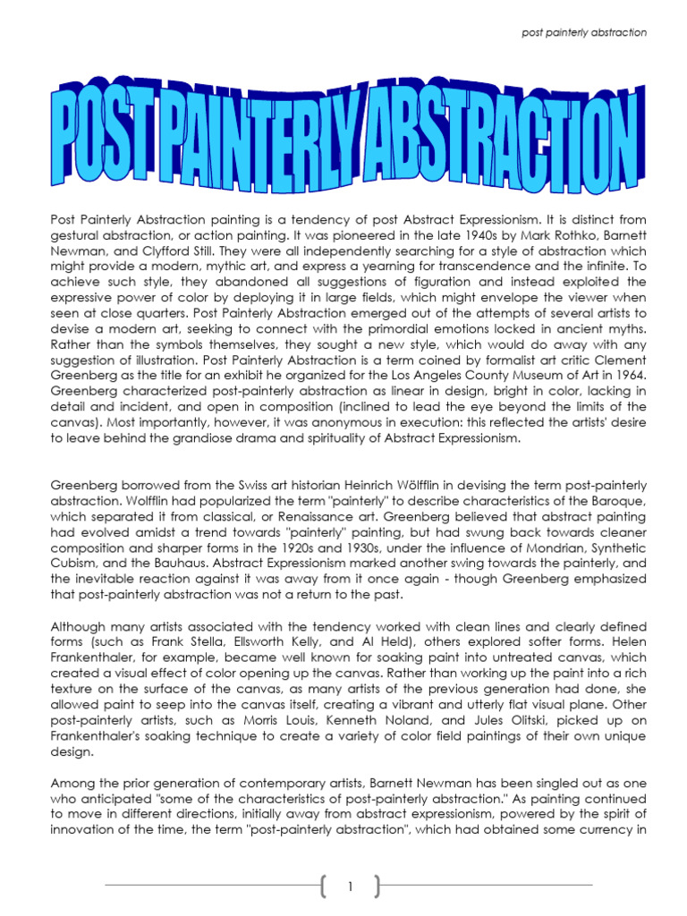 Post Painterly Abstraction Explained | PDF | Abstract Art | Paintings