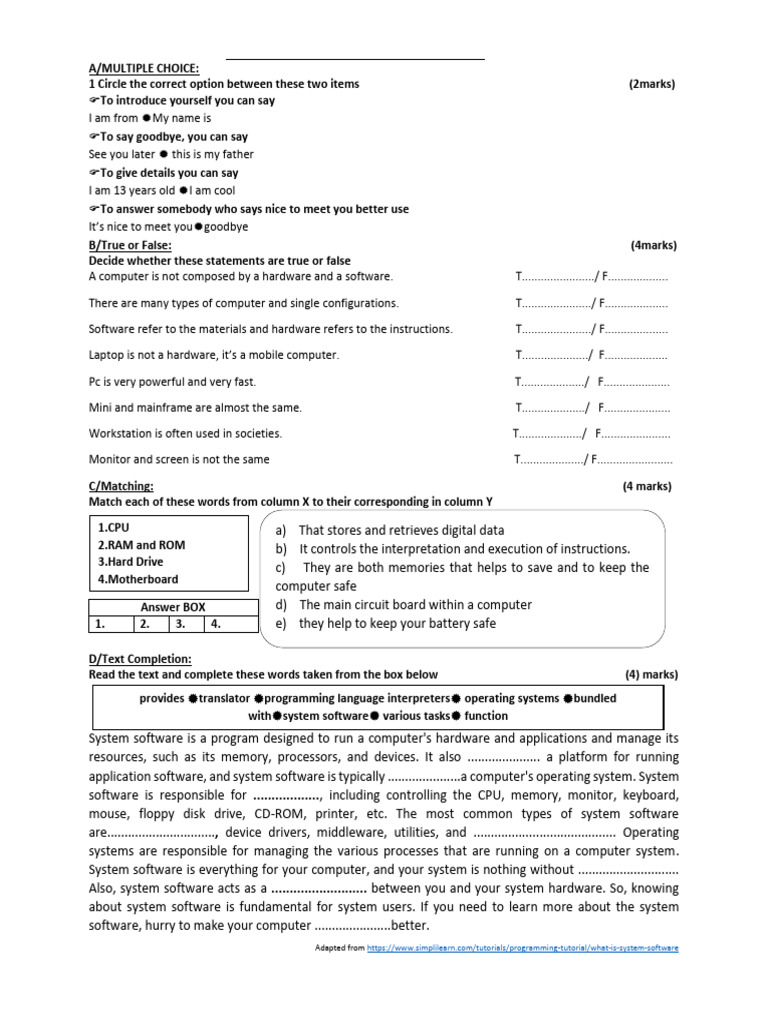 First Remedial Semester Exam Mpci 2024 PDF | PDF | Computer Hardware ...