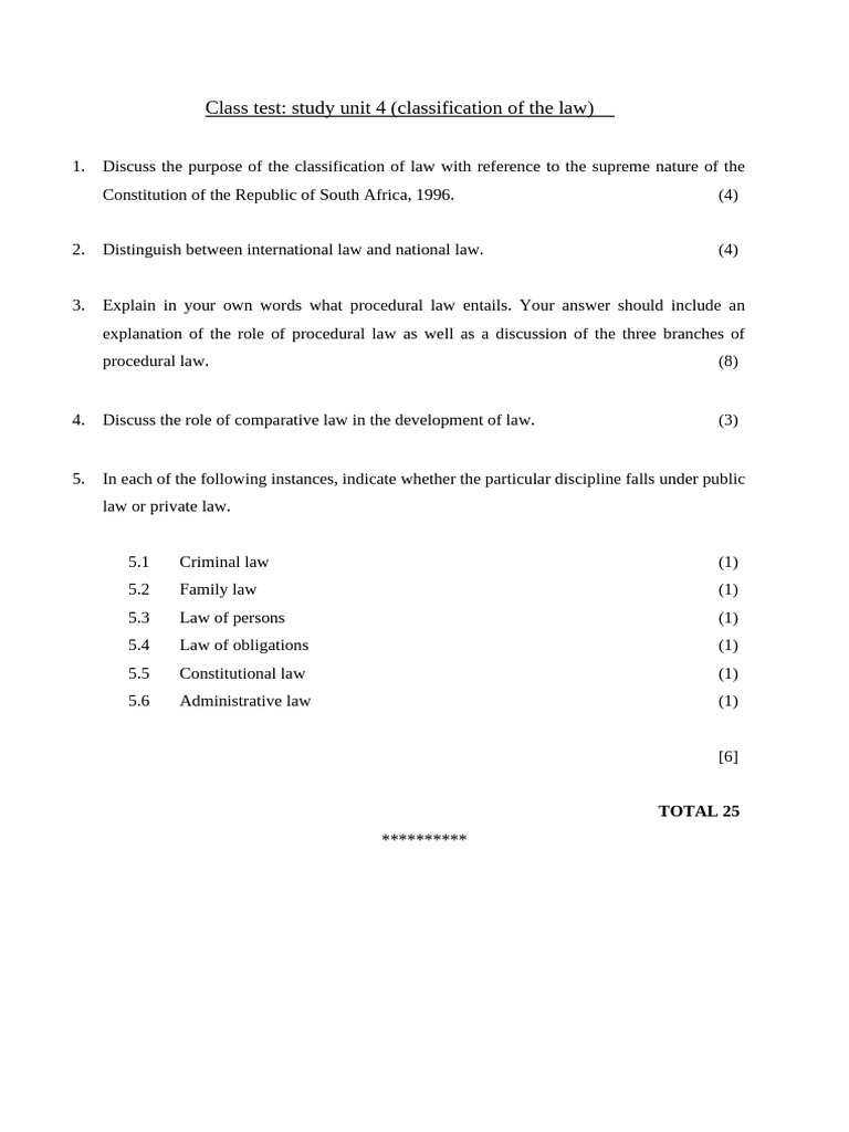Classification of Law Study Guide | PDF