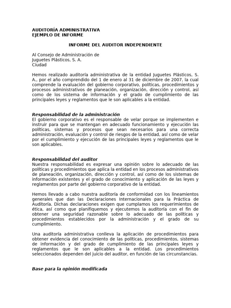 Aa Informe Con Salvedades | PDF | Auditoría | Contralor