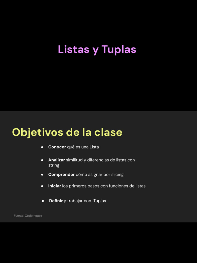 Lista y Tuplas | PDF | Python (lenguaje de programación) | Cadena (informática)