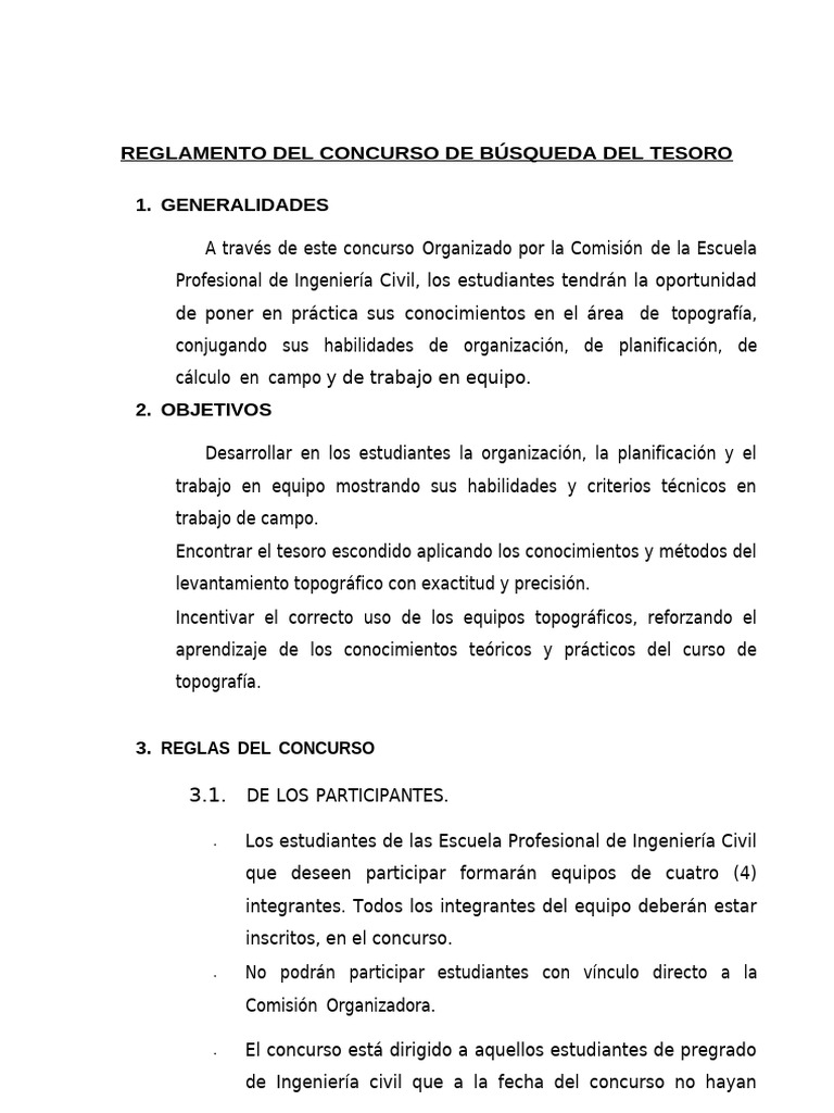 Bases Del Concurso de Búsqueda Del Tesoro | PDF