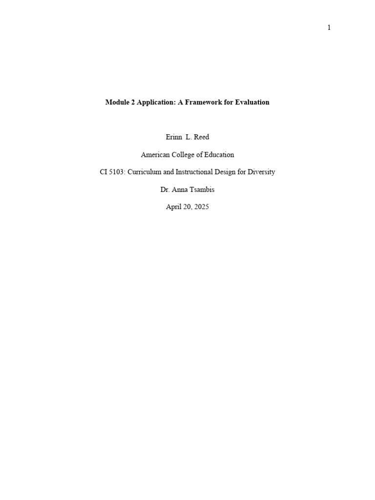 Module 2 Application A Framework For Evaluation-2 | PDF | Educational ...