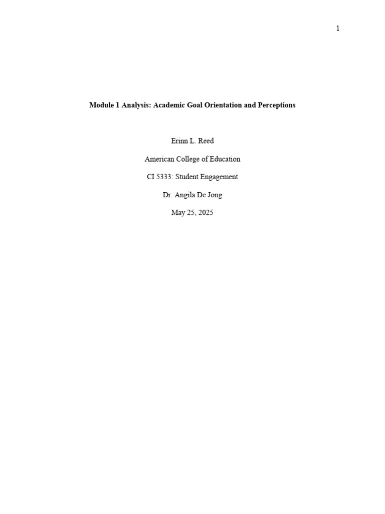 Module 1 Analysis Academic Goal Orientation and Perceptions | PDF | Goal Setting | Motivational