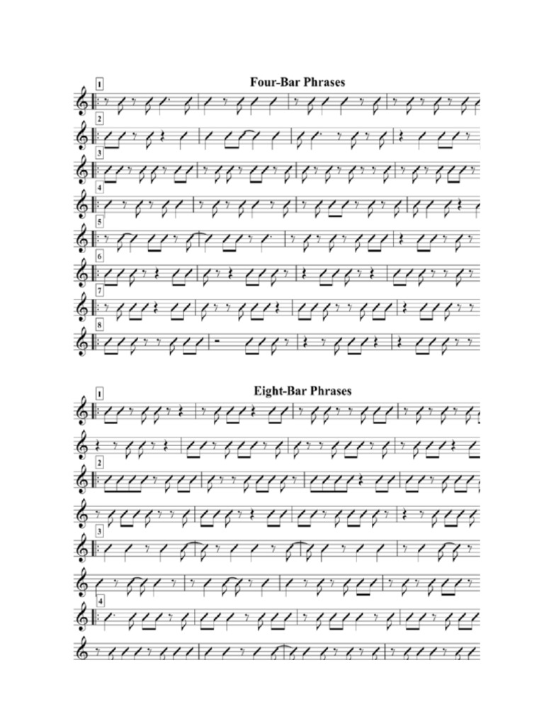 Four Bar Rhythm Phrases | PDF