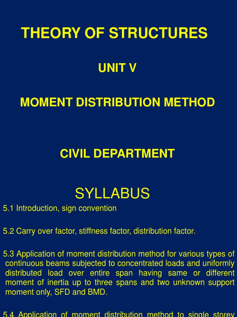 Theory of Structures: Unit V | PDF | Structural Engineering | Applied ...