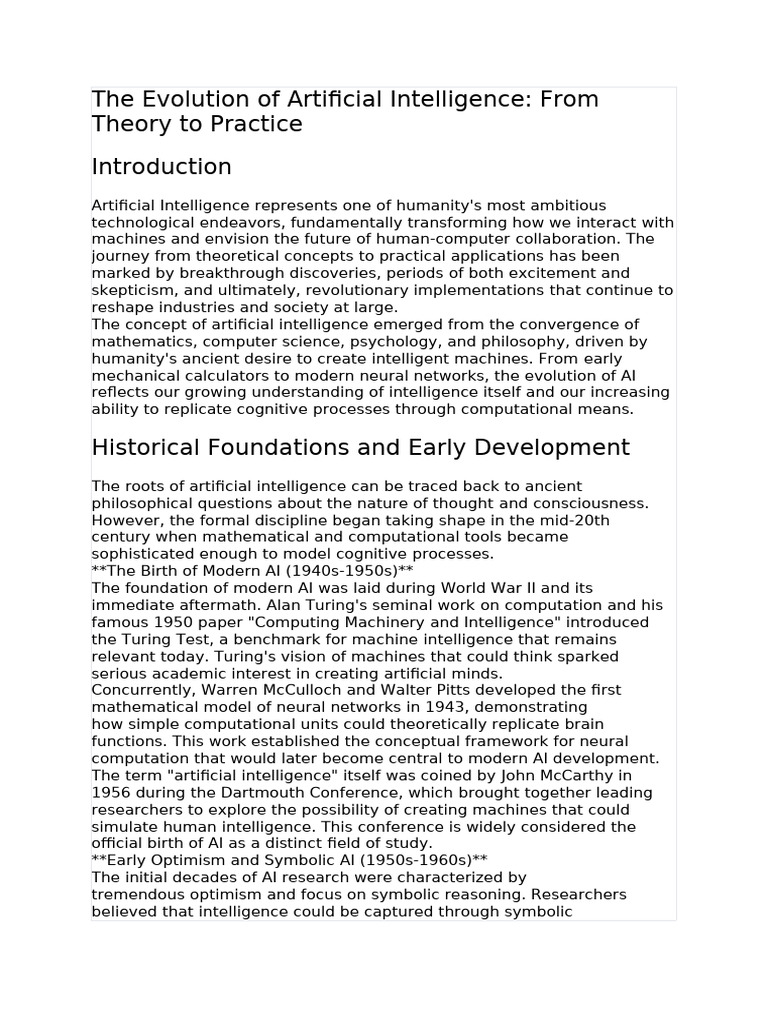 The Evolution of Artificial Intelligence | PDF | Artificial ...
