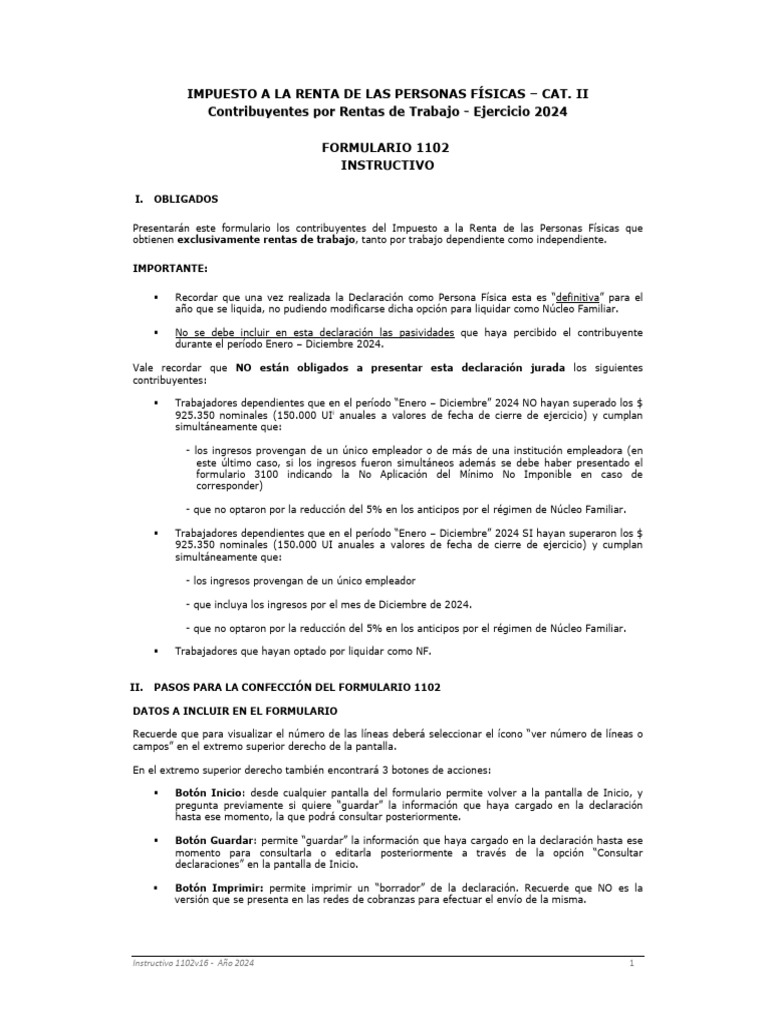 Instructivo Formulario 1102v16 2024 | PDF | Hipotecas | Liquidación