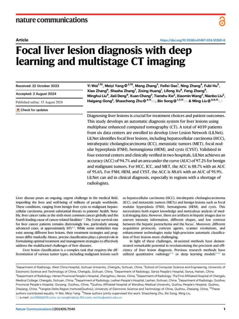 Focal Liver Lesion Diagnosis With Deeplearning | PDF | Radiology ...