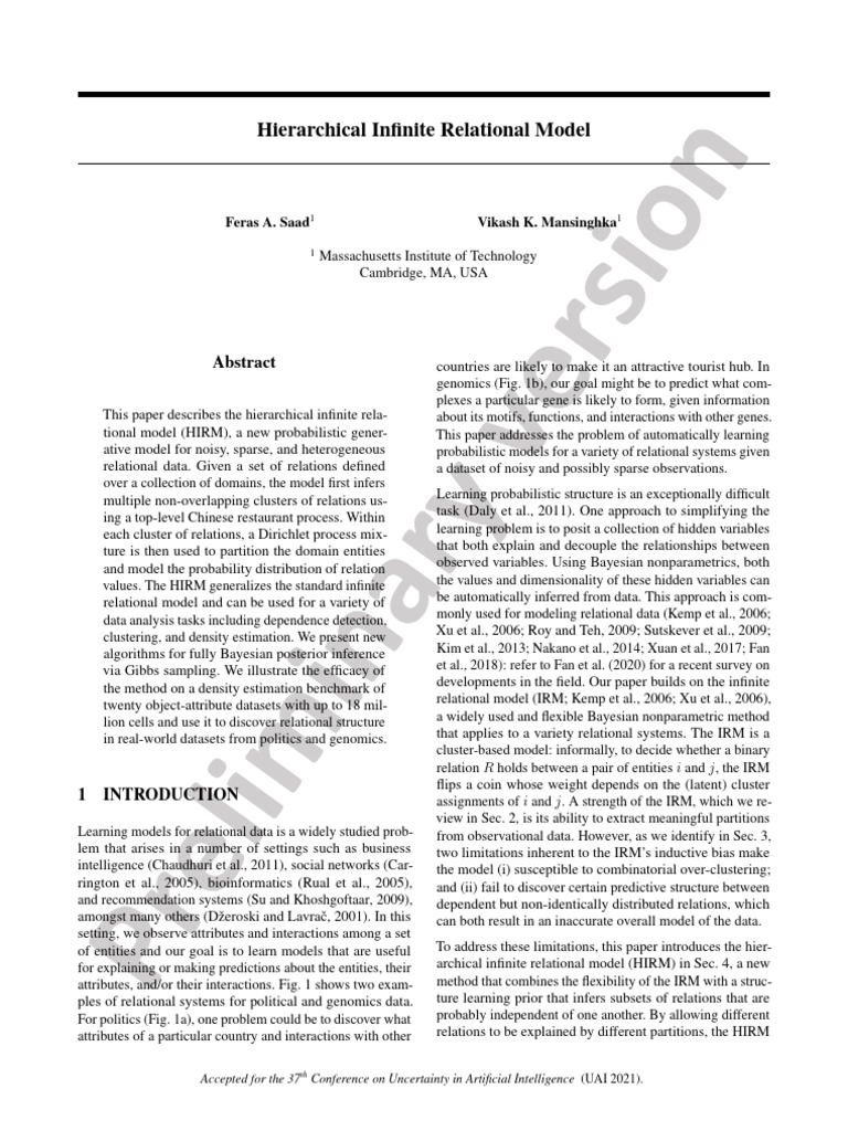 Hierarchical Infinite Relational Model | PDF | Cluster Analysis | Statistics