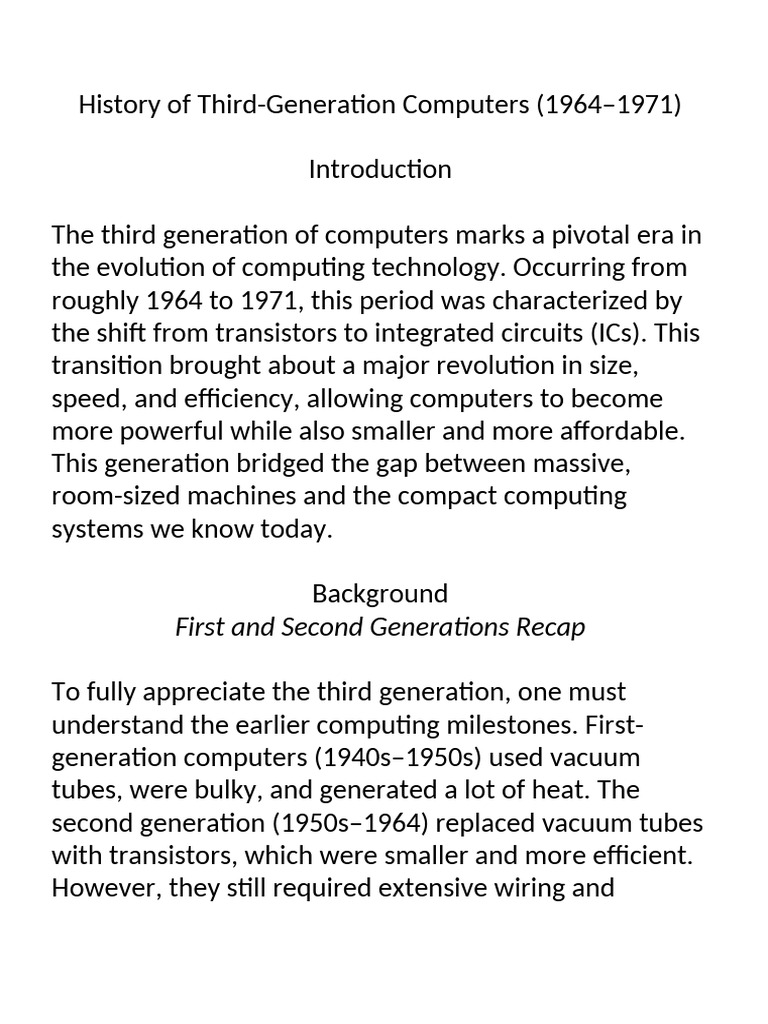 History of 3rd Generation Computers | PDF | Integrated Circuit ...