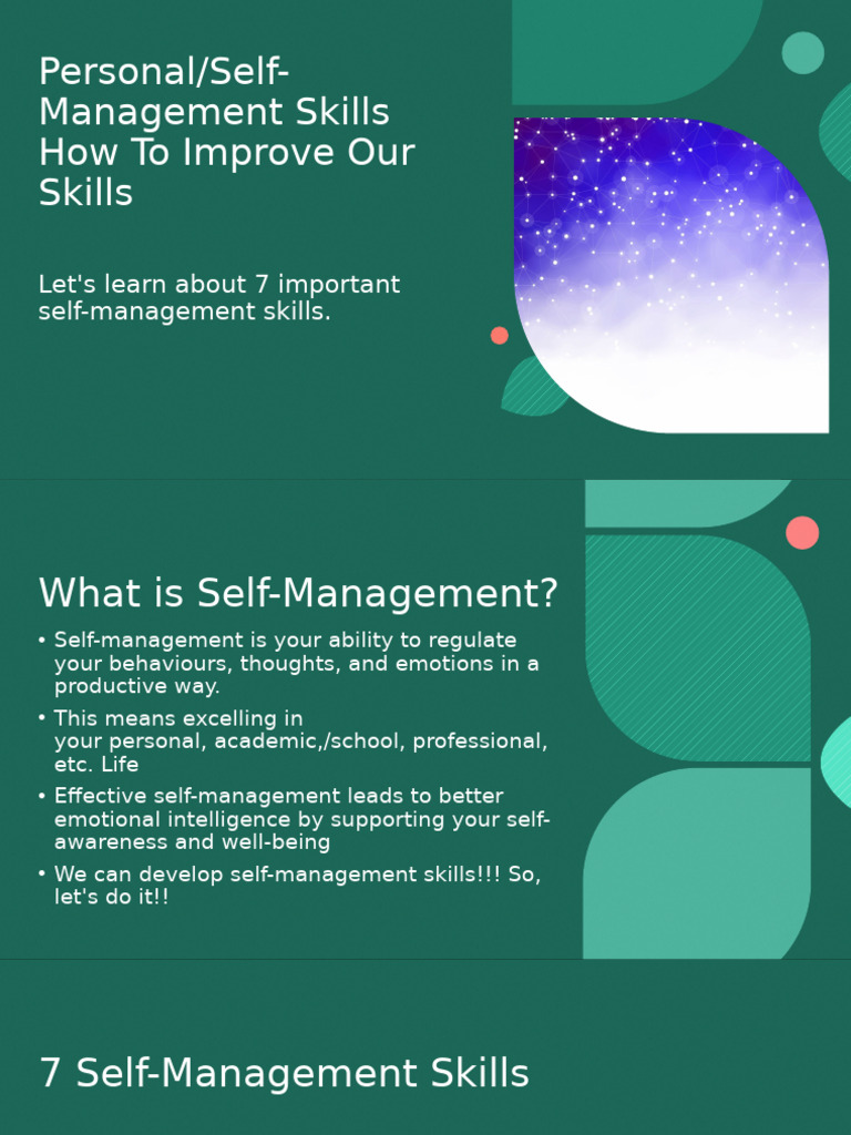 Perssonal Self Management Skills | PDF | Motivational | Motivation