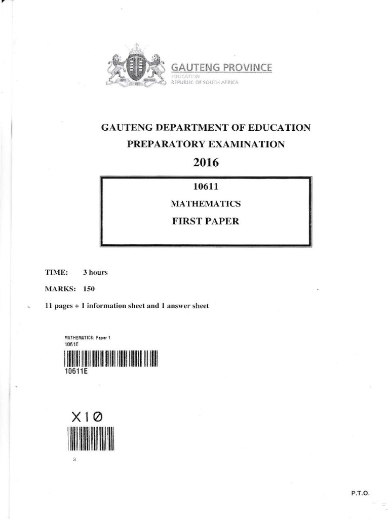 Gauteng 2016 Mathematics Exam Paper | PDF | Interest | Cartesian ...