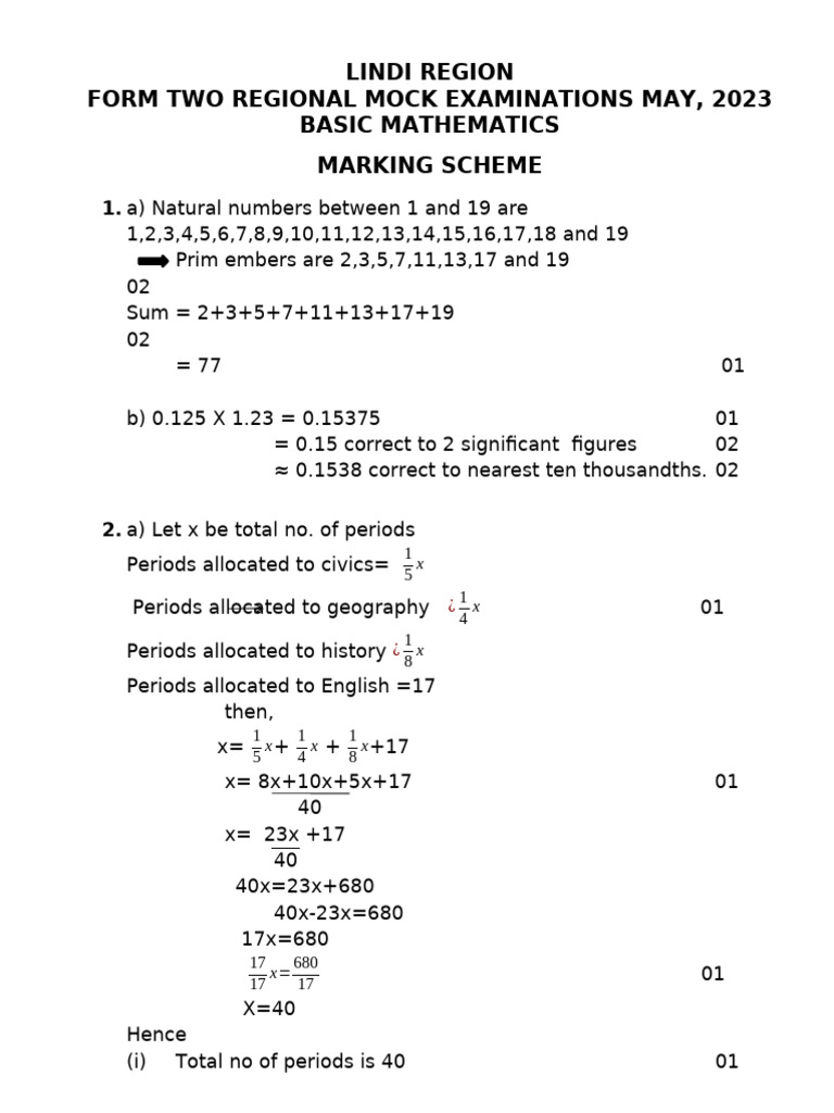 Basic Mathematics Fii Marking Scheme - 2023 - 120916 | PDF | Euclidean Plane Geometry | Euclid