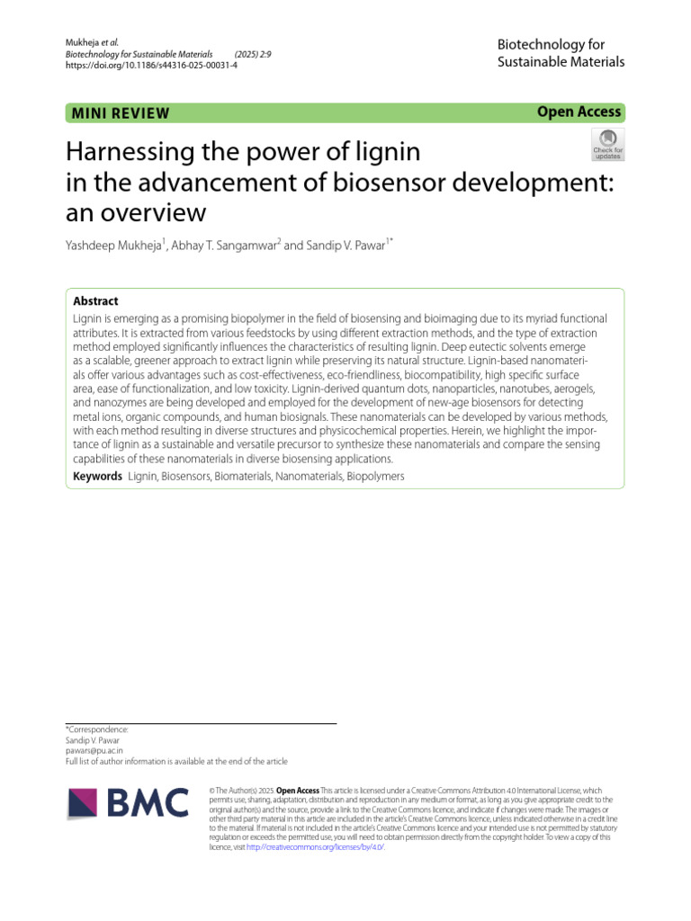 Harnessing The Power of Lignin | PDF | Carbon Nanotube | Biosensor