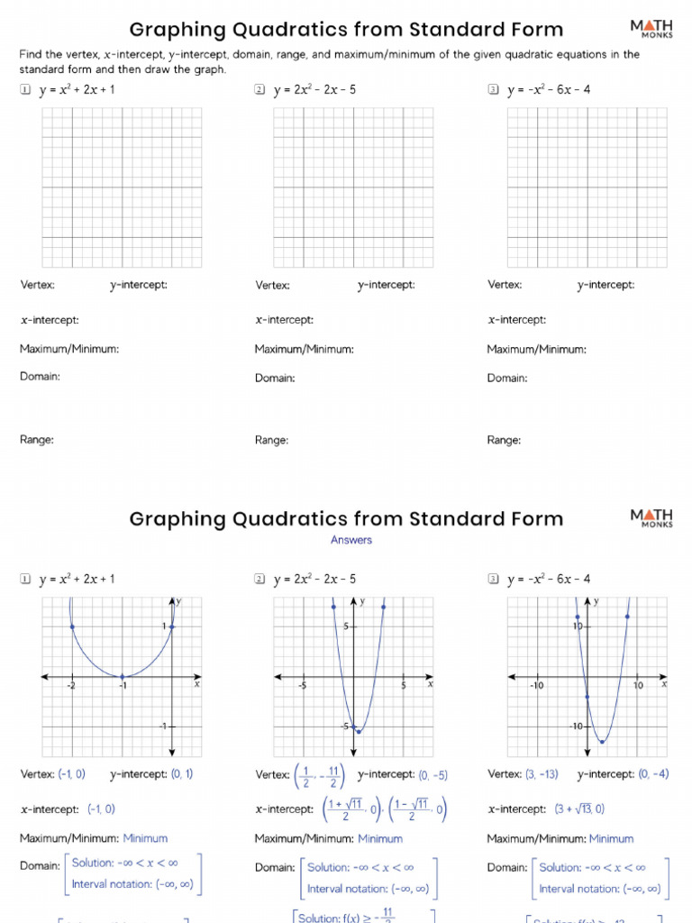 Worksheet Graphing Quadratics From Standard Form | PDF