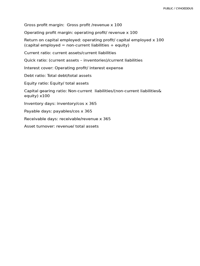 Ratio Formulas | PDF