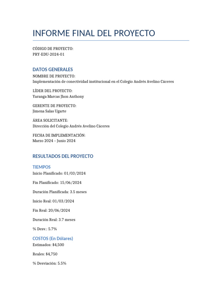 Informe Final Proyecto Conectividad | PDF