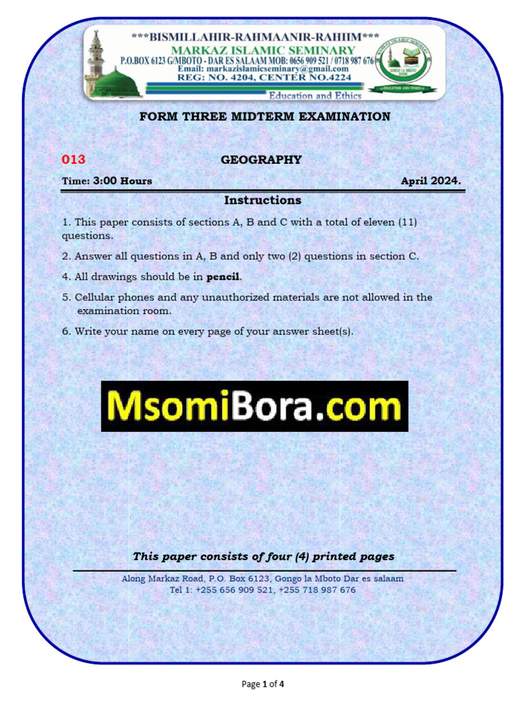 Geography Midterm Exam 2024 | PDF | Agriculture | Rock (Geology)