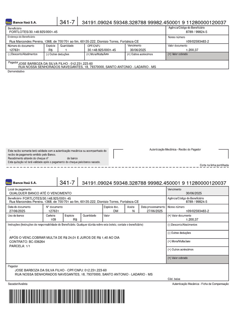 Boleto Fortlotes para Imprimir | PDF