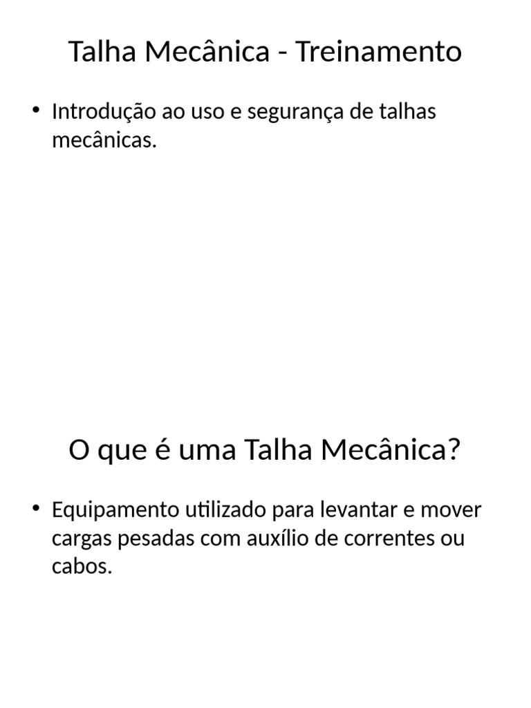 Treinamento Talha Mecanica | PDF